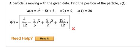 Solved A Particle Is Moving With The Given Data Find The