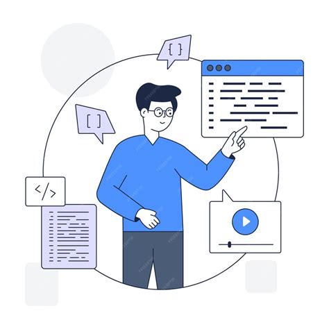 Premium Vector Trendy Linear Illustration Of Web Coder