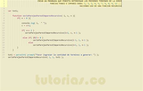 Recursividad Javascript Serie Parejas De Pares E Impares
