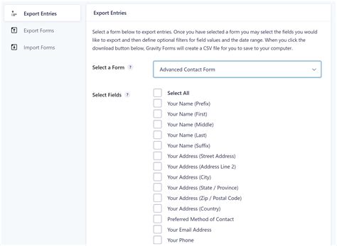 How To Export Form Entries Gravity Forms