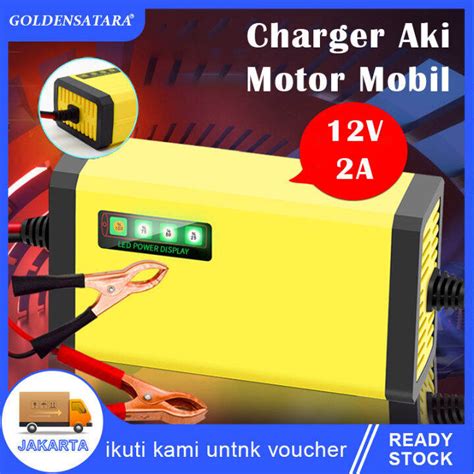 12V 2A Charger Aki Portable Motor Mobil Alat Cas Aki Motor Mobil Dengan Indikator Charge