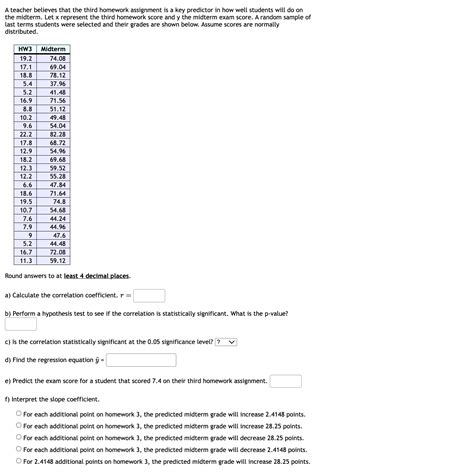 Solved A Teacher Believes That The Third Homework Assignment