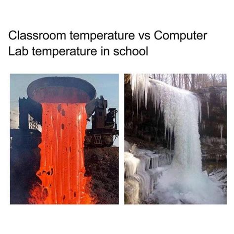 Classroom Temperature Vs Computer Lab Temperature In School Funny