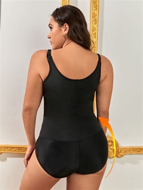 Plus Hook And Eye Crotchless Shapewear Bodysuit Shein Usa