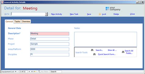 General Activity Details Form