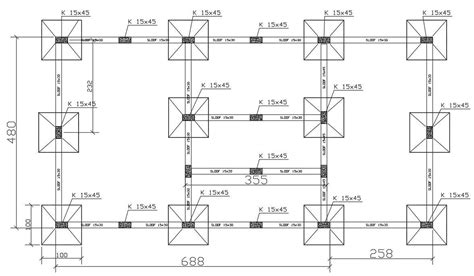 Detailed Footing Layout Plan In Autocad 2d Dwg Format