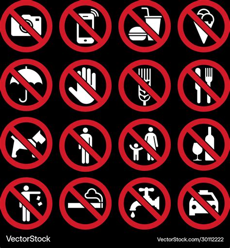 Prohibition Signs Royalty Free Vector Image Vectorstock
