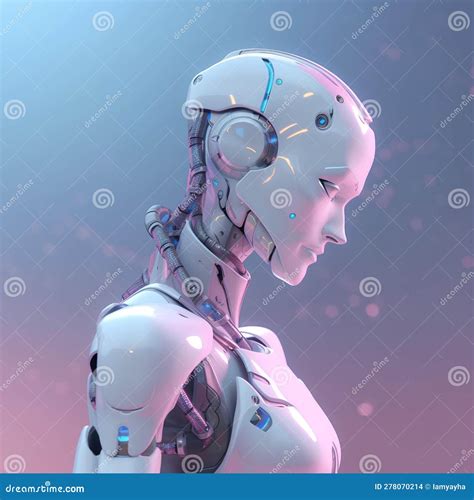 Robot Thinking Technology Science On Minimalism Pastel Background Cute 3d Rendering Of Android