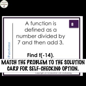 Evaluating Functions Task Card Activity For PreCalculus TpT