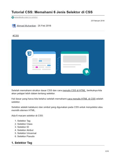 Tutorial Css Memahami 6 Jenis Selektor Di Css Pdf