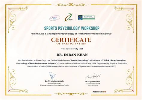 Dr Imran Khan On Linkedin I Have Completed Three Days Workshop On Sports Psychology An Important…