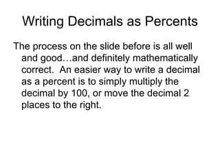 Percents Decimals And Fractions PPT