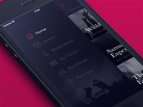 Music Events App Sidemenu by Dawid Młynarz on Dribbble