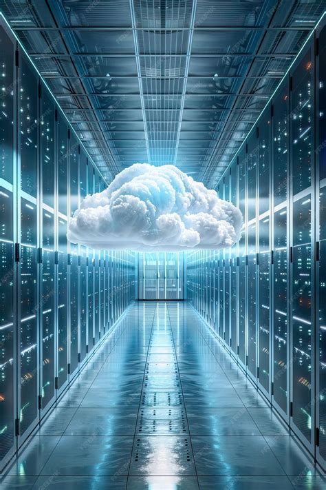 Premium Photo Conceptual Cloud Computing Data Center With Floating