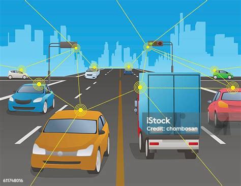 Signalized Intersection And Various Vehicle Stock Illustration Download Image Now Stoplight