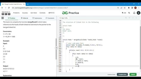Merge 2 Sorted Linked List In Reverse Order Practice Youtube