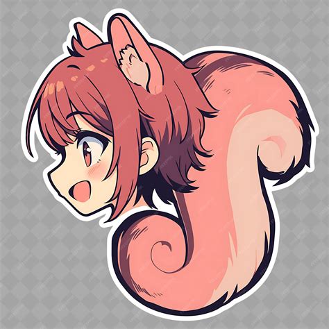 Premium Psd A Anime Girl With A Pink Tail On A Gray Background