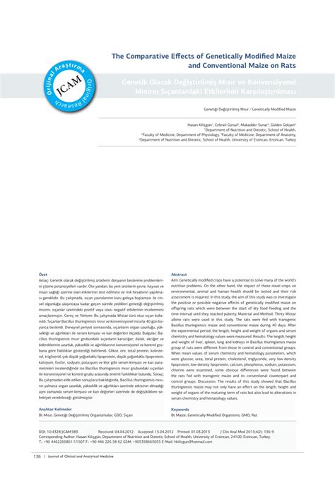 Pdf The Comparative Effects Of Genetically Modified Maize And Conventional Maize On Rats