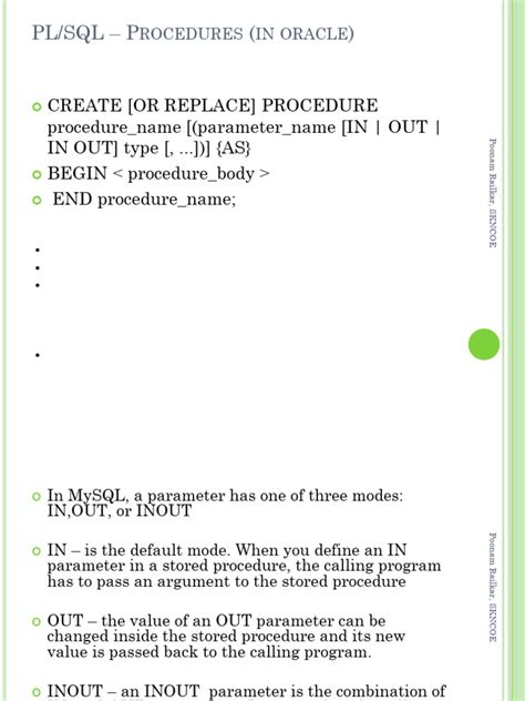 Dbms Unit Ii Plsql Pnr 2 Of 2 Pdf Parameter Computer Programming Plsql