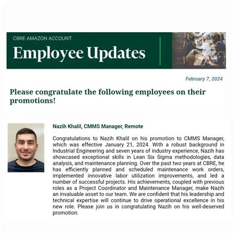 nazih khalil on linkedin promotion cbre cmmsmanager