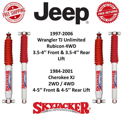 Skyjacker Shock Set Front And Rear For 97 06 Wrangler Tj 84 01 Cherokee