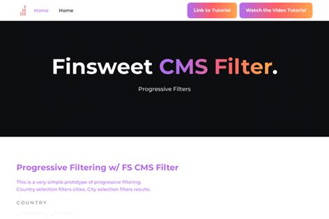 Finsweet CMS Filter Progressive Filtering Webflow