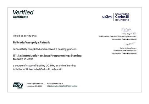 Vasupriya Patnaik On Linkedin Edx Uc3mx Java