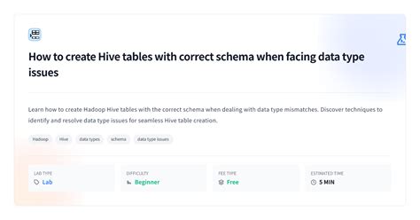 How To Create Hive Tables With Correct Schema When Facing Data Type Issues Labex
