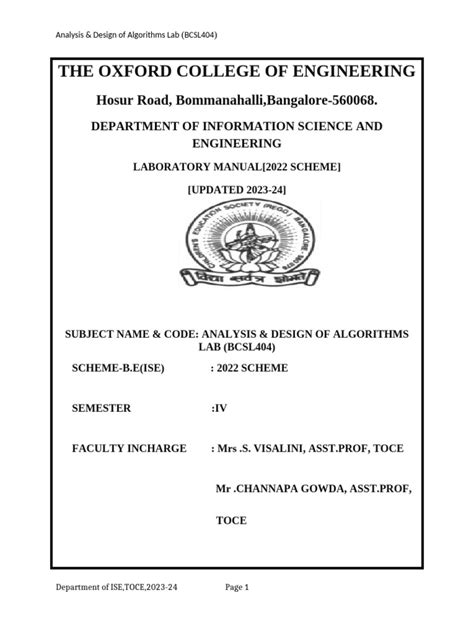 Ada Lab Manual Updated 2023 24 Pdf