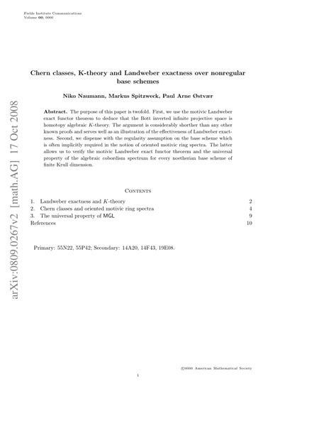pdf chern classes k theory and landweber exactness over nonregular