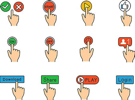 App Buttons Color Icons Set Store Finger Media Vector Store Finger Media PNG And Vector With