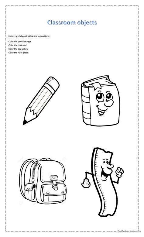 Classroom Objects English ESL Worksheets Pdf Doc
