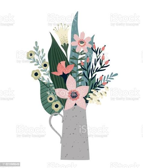 꽃의 벡터 일러스트 꽃다발입니다 카드 포스터 전단지를위한 디자인 템플릿 0명에 대한 스톡 벡터 아트 및 기타 이미지 0명
