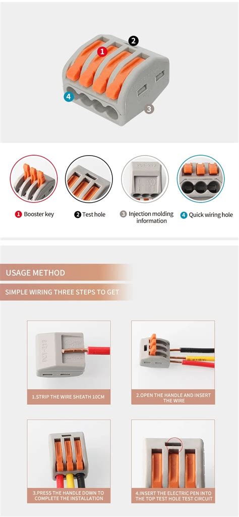 Pct 214 Cage Spring Terminal Block 4 Poles Connector Push In T Connector Festo Tai Ding Electric