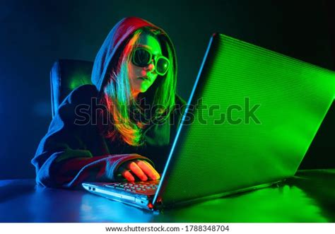 Hacking Hacker Near Laptop Girl Makes Stock Photo 1788348704 Shutterstock