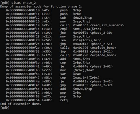 Solved Gdb Disas Phase2 Dump Of Assembler Code For