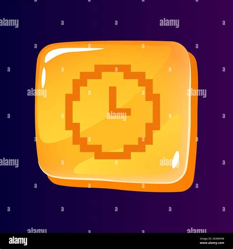 clock setup glossy ui button with pixelated icon stock vector image and art alamy