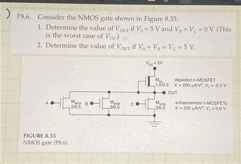 solved p8 6 consider the nmos gate shown in figure 8 35 determine