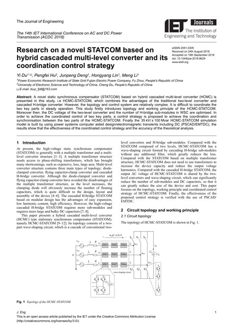 Pdf Research On A Novel Statcom Based On Hybrid Cascaded Multi Level Converter And Its