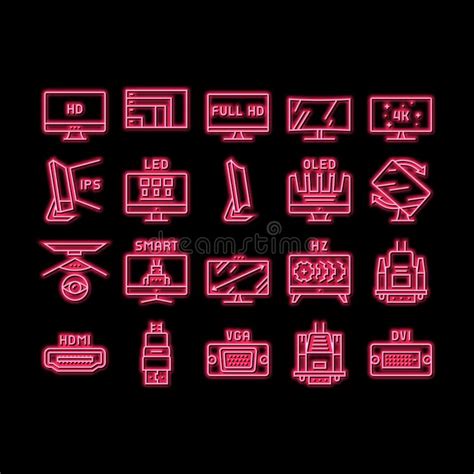 computer pc monitor neon glow icon illustration stock vector
