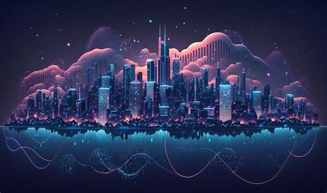 Premium Photo This Smart City Design Features Abstract Dot Points Connected By Gradient Lines