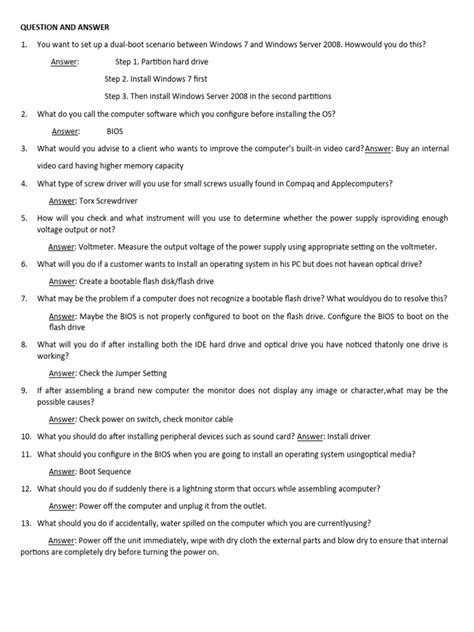 Css Ncii Oral Questioning Reviewer Pdf Computer Network Booting