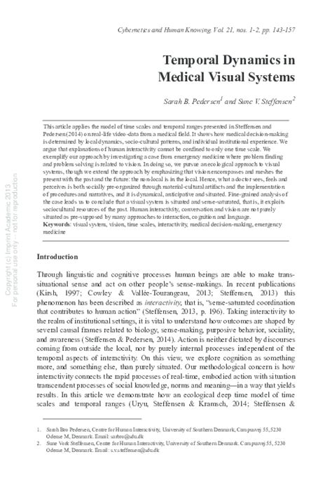pdf temporal dynamics in medical visual systems