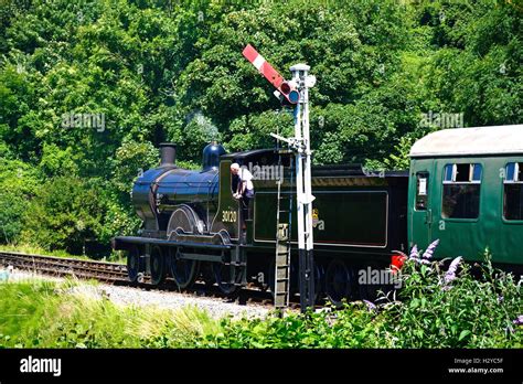 Lswr T9 Class 4 4 0 Steam Train At The Railway Station With The Engine