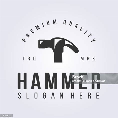 망치 아이콘 기호 목수 로고 벡터 일러스트레이션 디자인 목공예 템플릿 디자인 워크샵 Diy에 대한 스톡 벡터 아트 및 기타 이미지 Diy 가구 개념 Istock