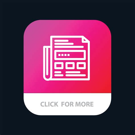 Newspaper Ad Paper Headline Mobile App Button Android And Ios Line