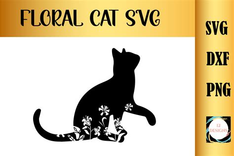 Floral Cat Svg Graphic By DESIGNS Creative Fabrica