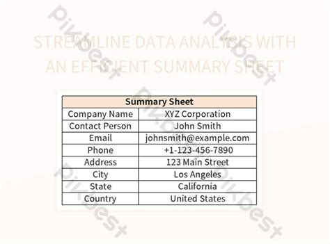 Optimize Data Analysis With An Effective Summary Sheet Excel Template Free Download Pikbest