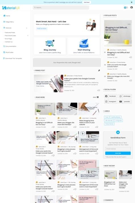Material Ui Blogger Template Bto Themes