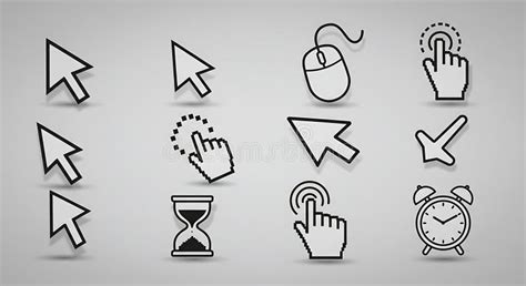 Collection Of Various Computer Mouse Cursors And Pointing Icons For Digital Navigation And User